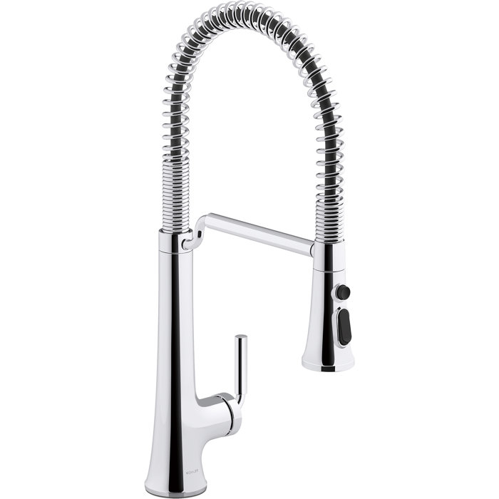 Kohler Tone Single Handle Semi-Professional Pre-Rinse Kitchen Sink Faucet with Three-Function ...